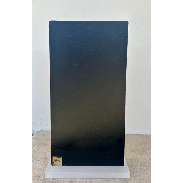 Brutalist Textured Sculpture on Matte Acrylic Base | Chairish