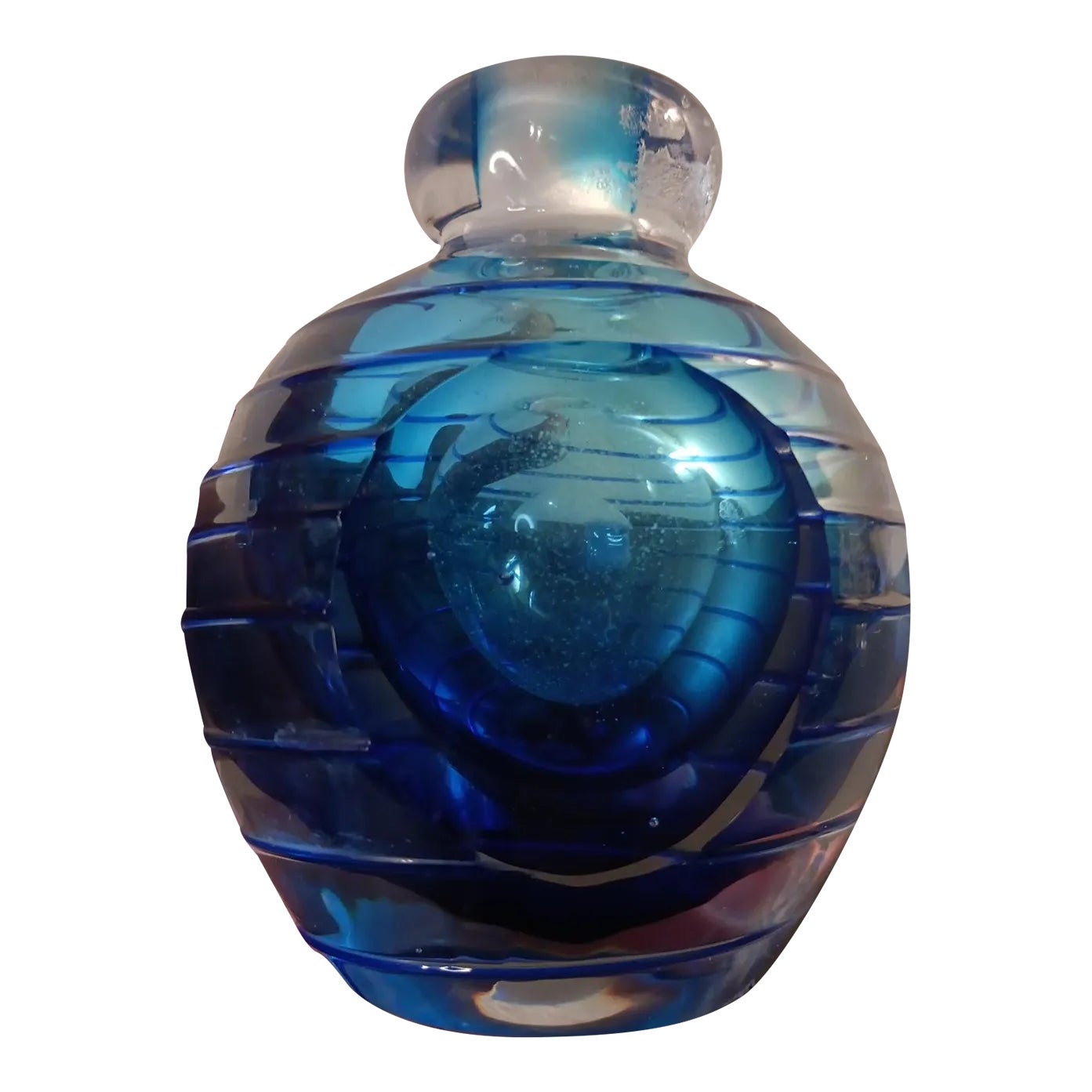 1980s Rogaska Sommerso Faceted Crystal Bottlle Made in Slovenia | Chairish