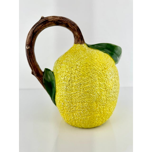 Vintage Mid Century Italian Hand Painted Lemon Pitcher | Chairish