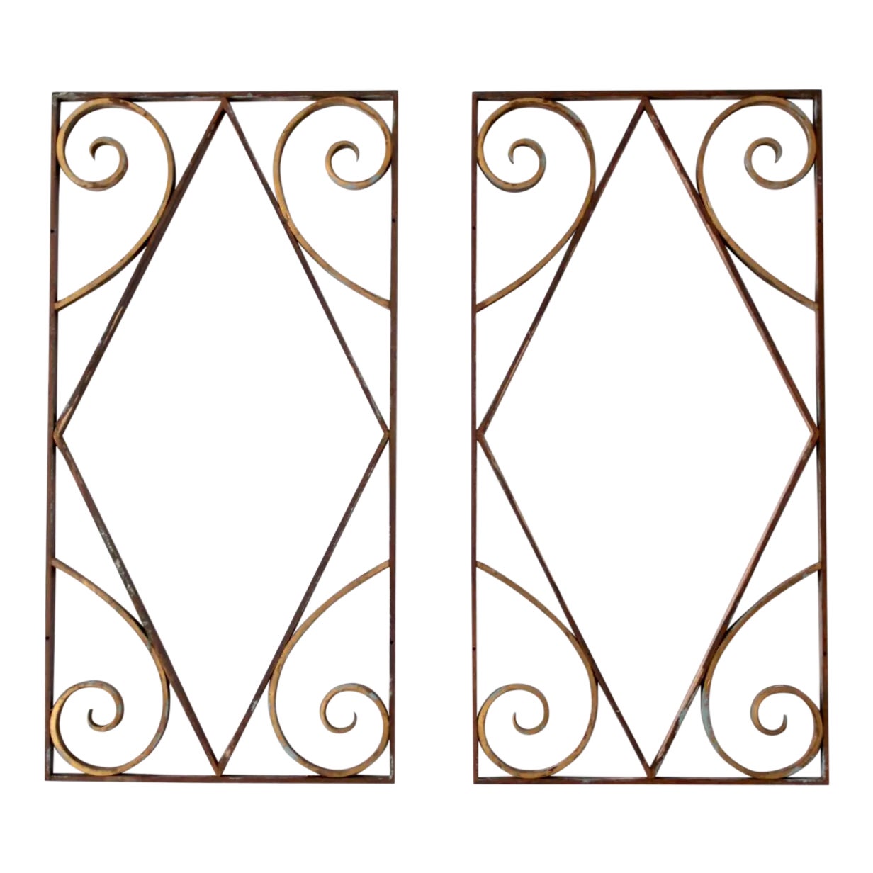 Antique Brass Architecural Panels - A Pair | Chairish