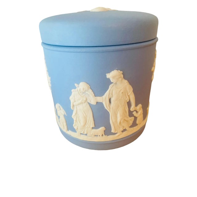 Dudson Hanley Blue Jasperware Jar 1960s Made in England | Chairish