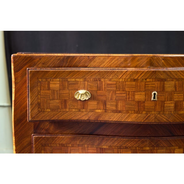 19th Century Italian Checkerboard Marquetry Two Drawer Commode | Chairish