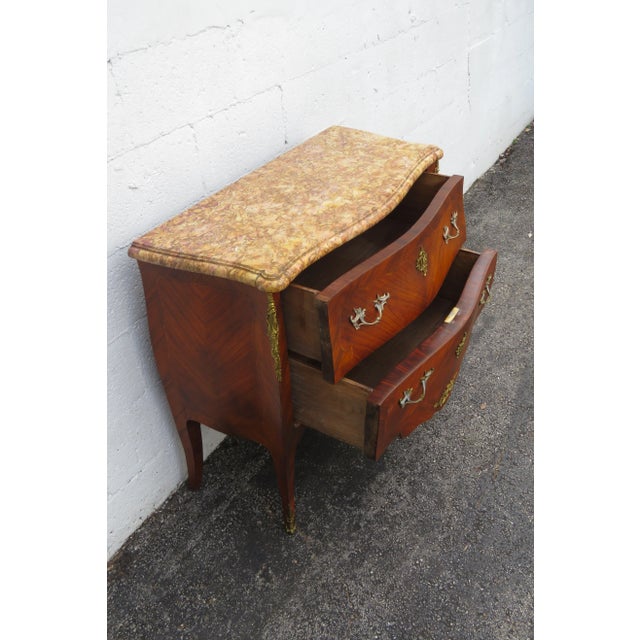 French Marble Top Bombay Serpentine Inlay Commode Dresser Bathroom ...