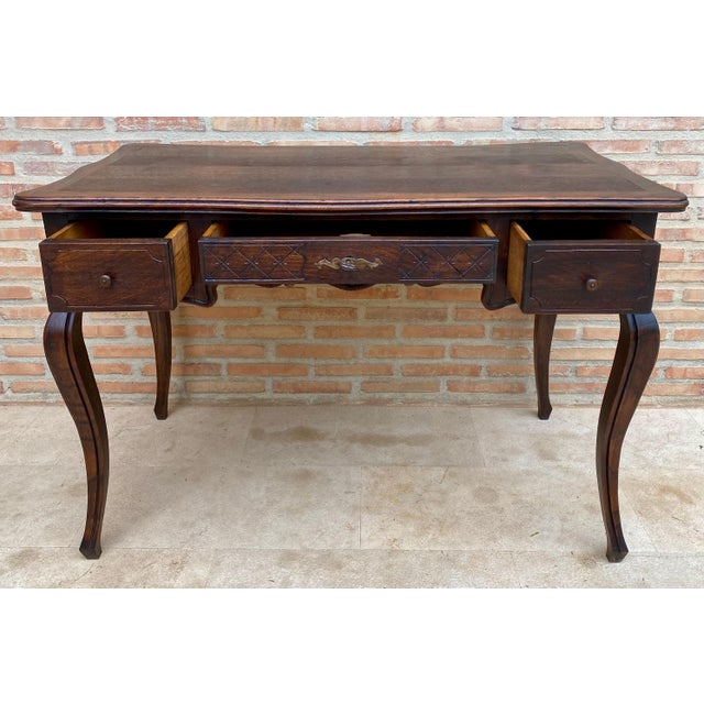 Early 20th Century French Desk Carved Table with Three Drawers, 1930s ...
