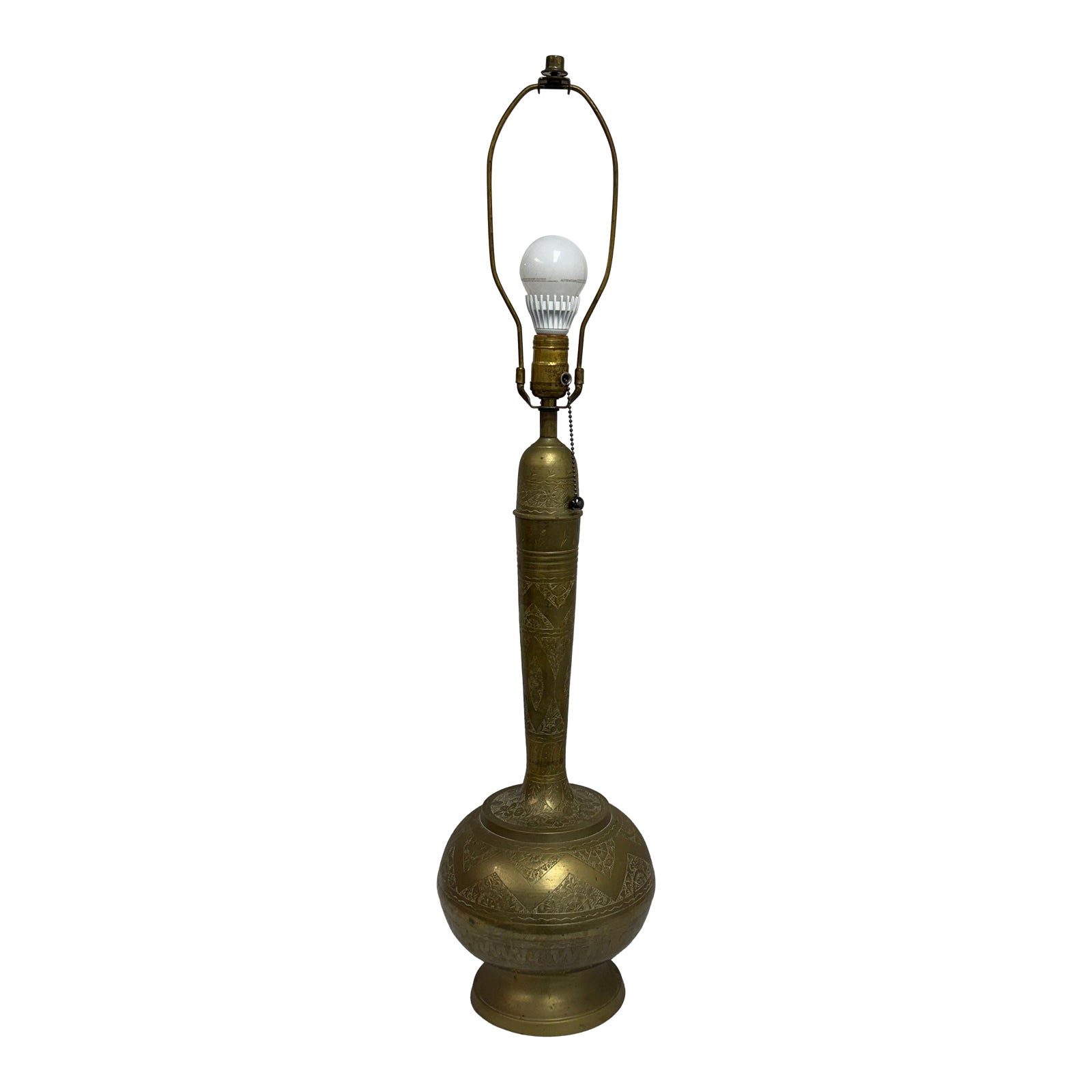Vintage Etched Brass Table Lamp | Chairish