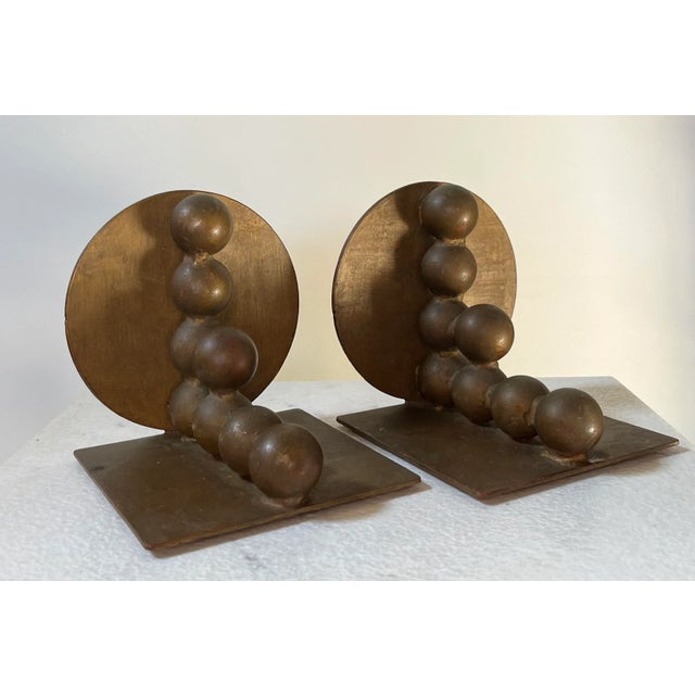 1960s Bronze Geometric Abstract Bookends- a Pair | Chairish