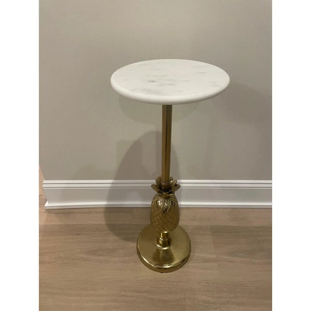 Modern White Marble Drink Table | Chairish