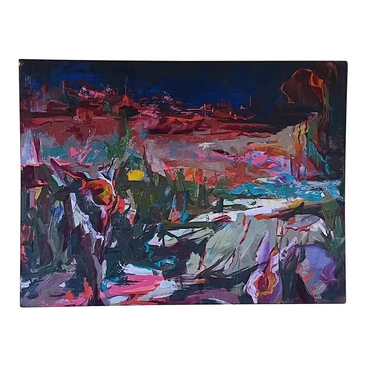 Contemporary Original Abstract Expressionist Landscape Signed Oil ...