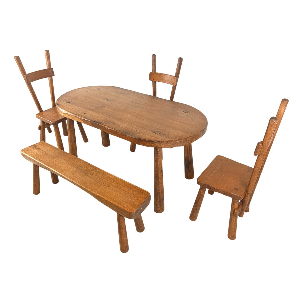 Vintage Brutalist Dining Set, 1960s, Set of 5 | Chairish