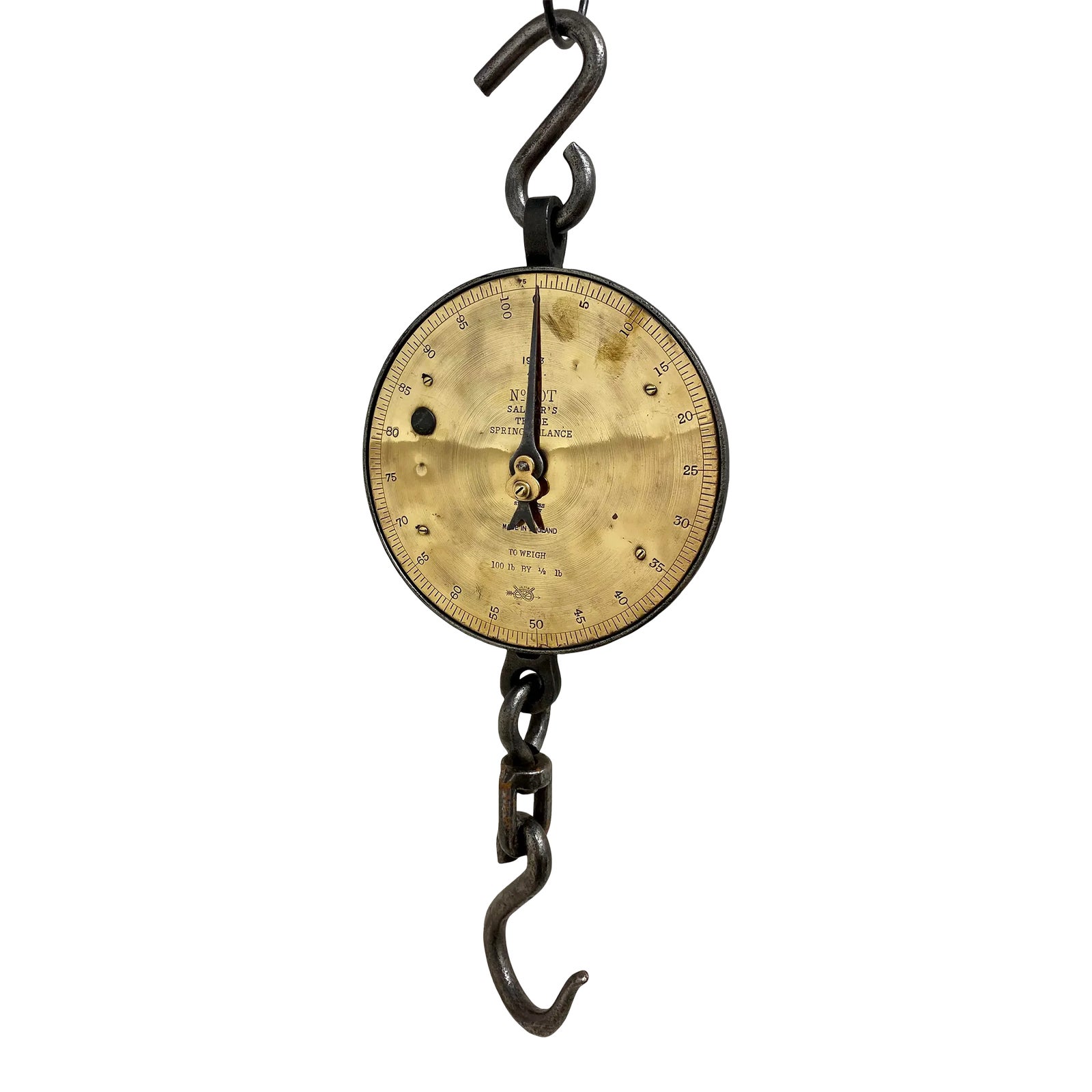 Vintage Brass Salter Spring Balance Scale 20t With 100 Lb Capacity From ...