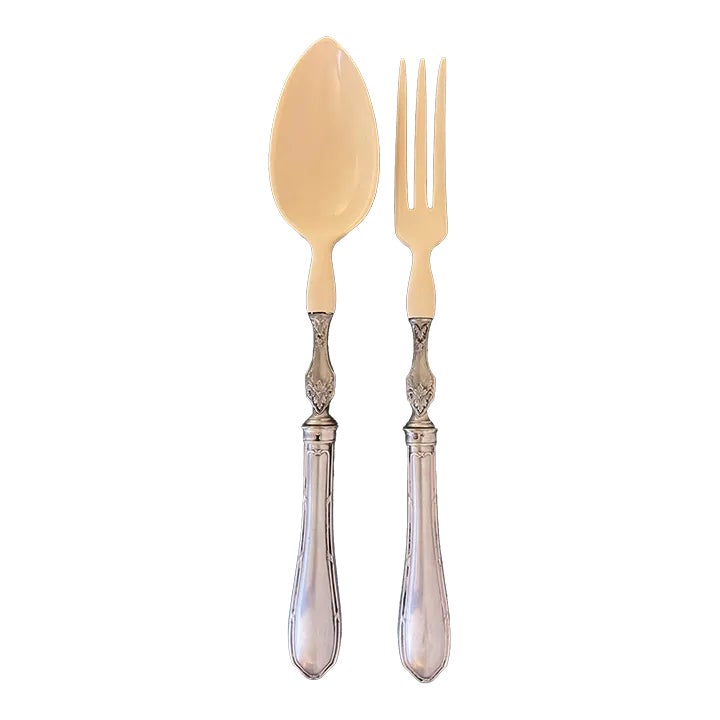 French Serving Set by Grunthaler, Sterling Handles, C. 1920's | Chairish