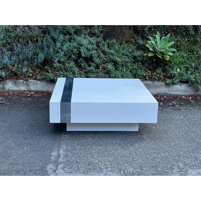 Post Modern Willy Rizzo Style Coffee Table With Chrome Stripe, Circa ...