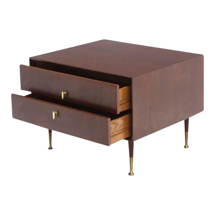 Edmund Spence Two Large Square Drawer Cabinet End Table | Chairish