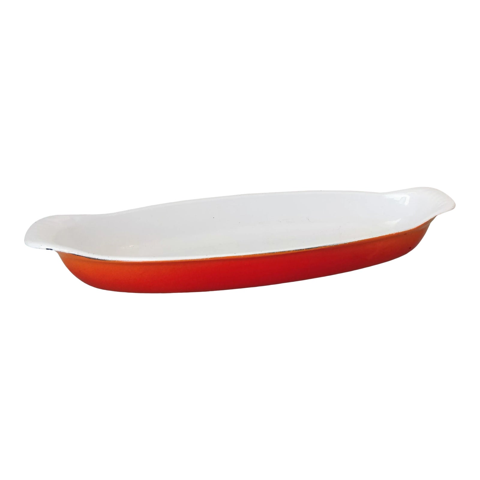 Belgian Orange Enamel Cookware Casserole Dish | Chairish