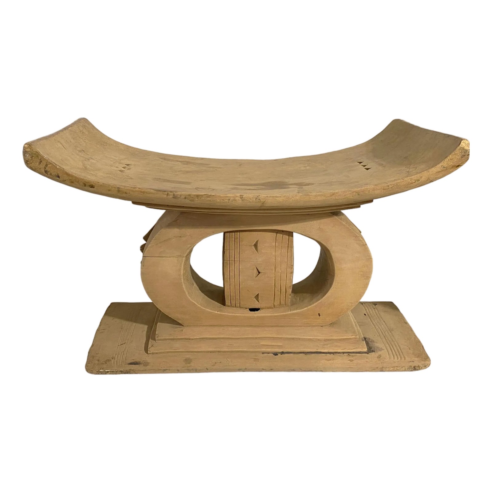 Rare Old Ceremonial Royalty Ashanti Wood Stool 22" W by 15" H | Chairish