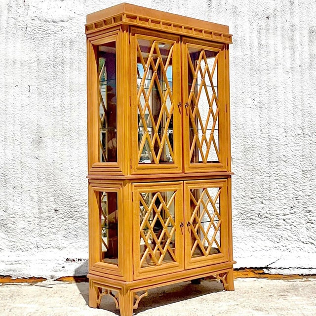 Late 20th Century Vintage Coastal Chinese Chippendale Cabinet Chairish