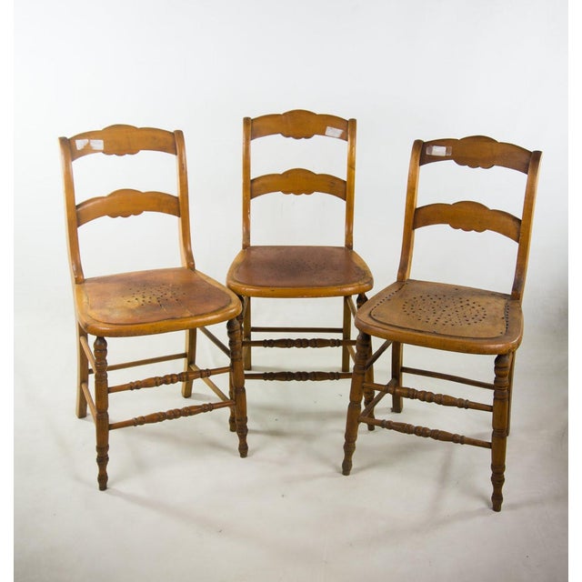 Rustic Arts & Crafts Wooden Chairs - Set of 3 | Chairish