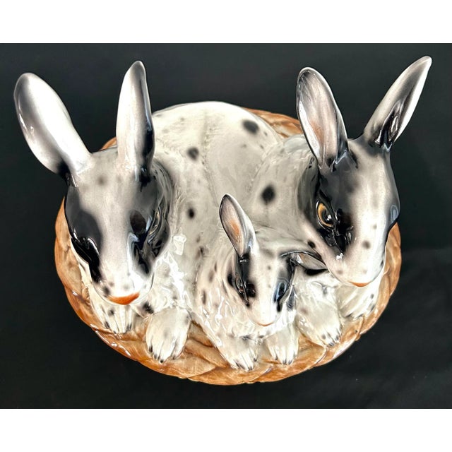 Large Vintage Gump’s Italian Porcelain Family of Rabbits Centerpiece ...