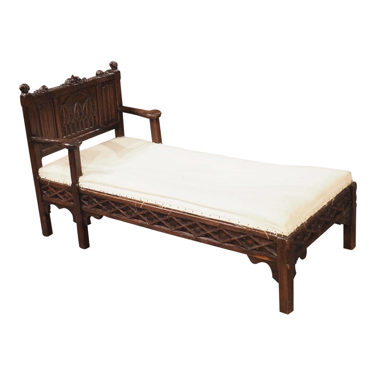 Antique French Gothic Oak Chaise Longue, Circa 1870 | Chairish