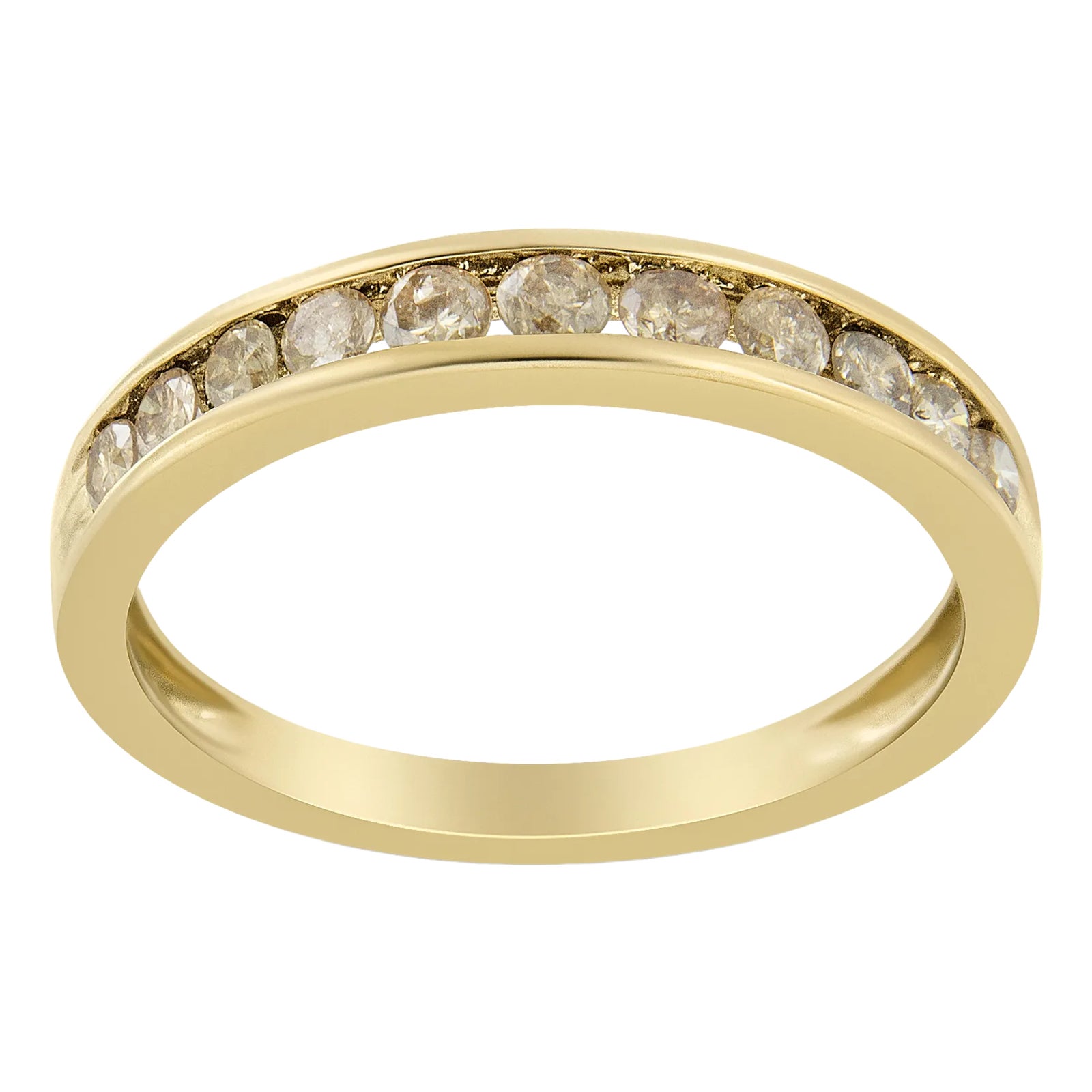 14K Yellow Gold Plated .925 Sterling Silver 1/2 Cttw Channel Set Round ...