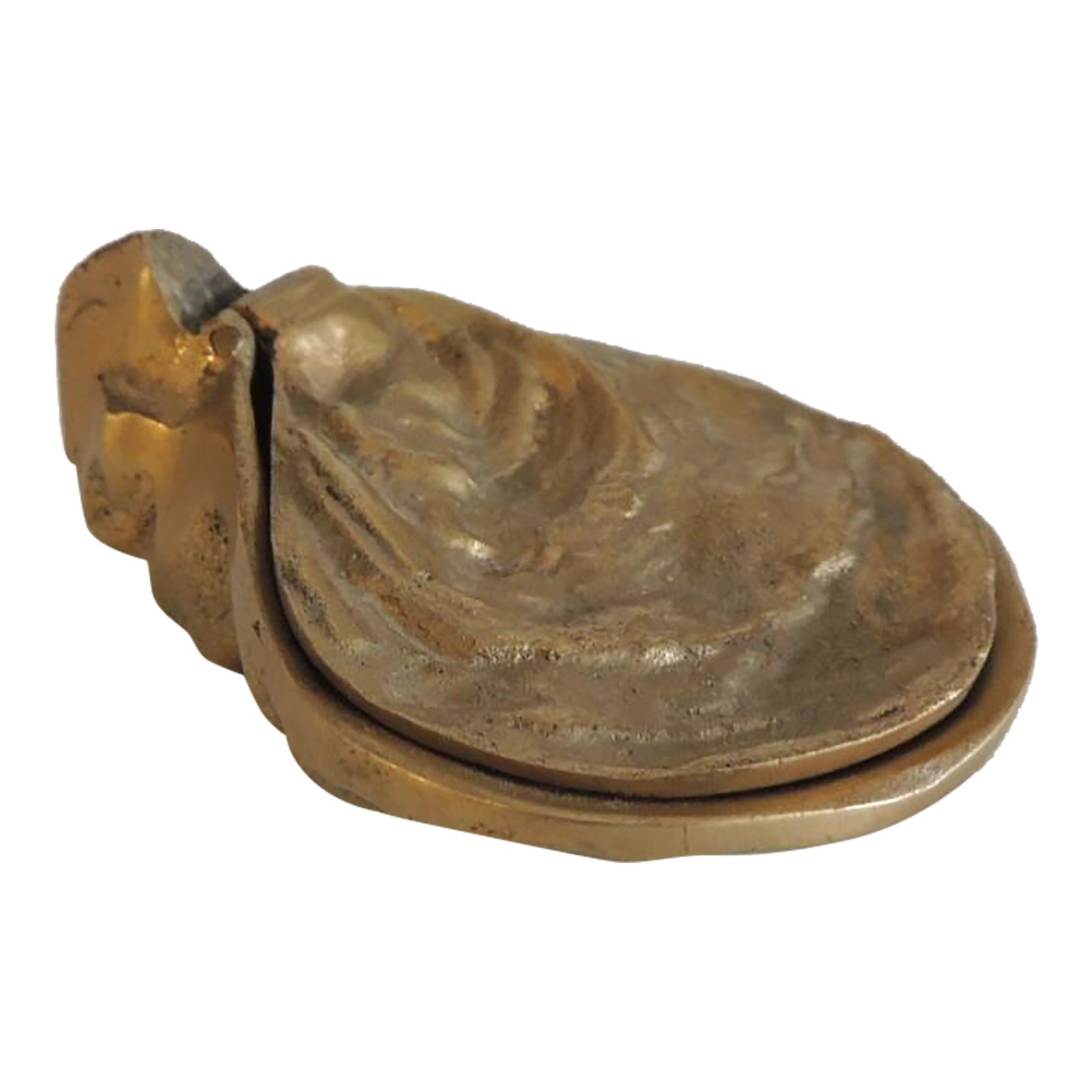 Vintage Articulated Brass Clam Shell Pillbox | Chairish