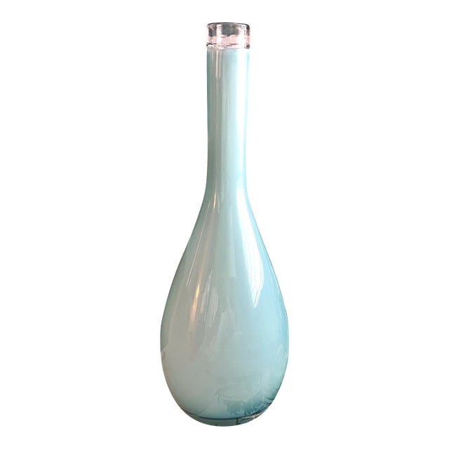 Vintage French Blue Opaque Glass Bottle | Chairish