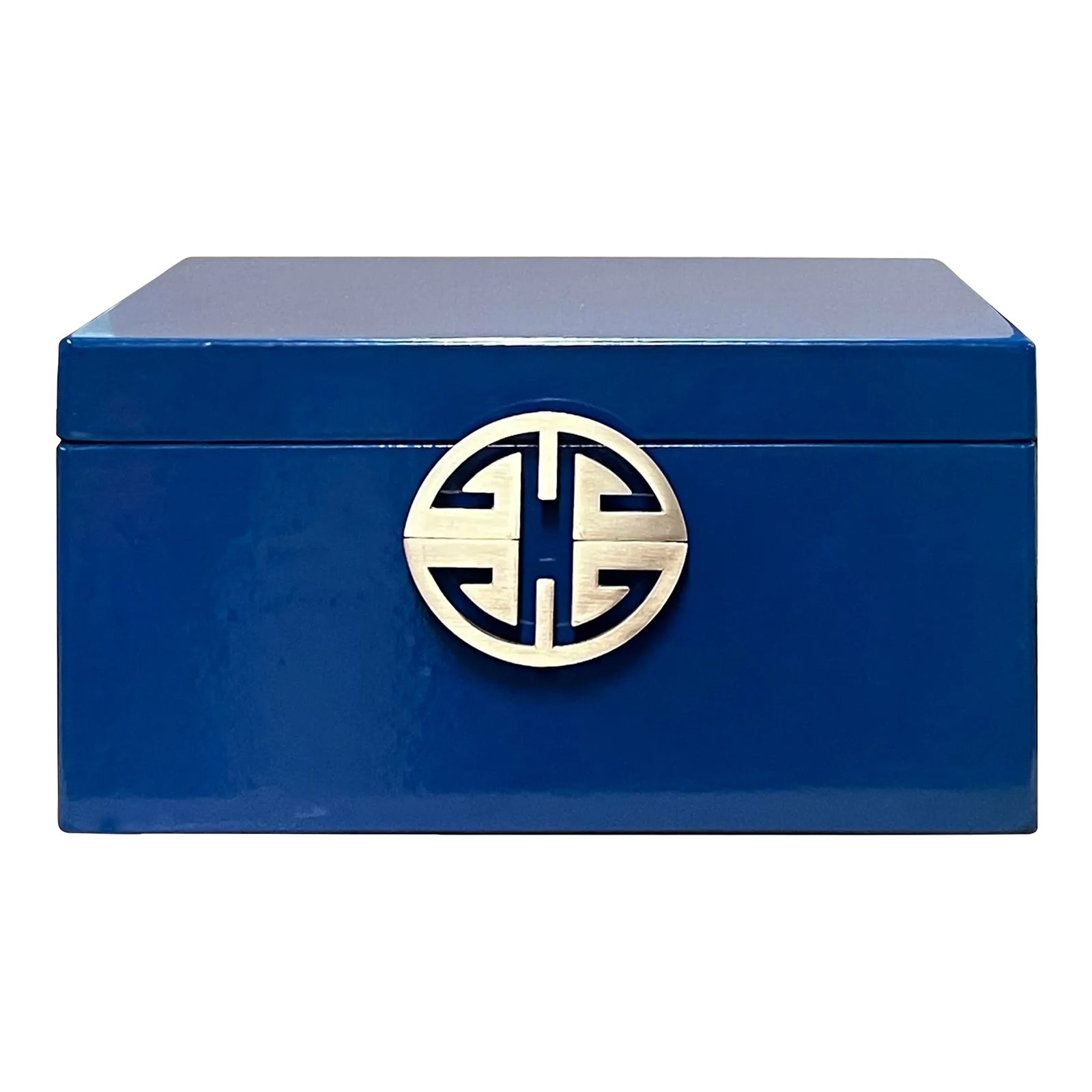 Oriental Round Hardware Royal Blue Rectangular Container Box Large ...