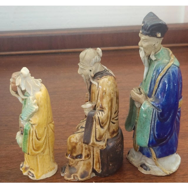 Collection of Antique Chinese Mudmen Figurines - Set of 3 | Chairish