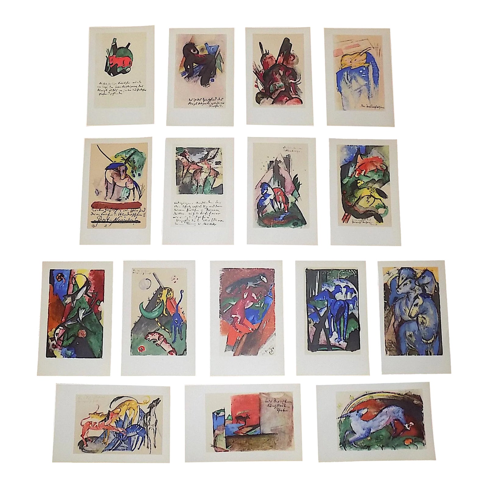 Vintage German Expressionist Abstract Animals by Franz Marc - Set of 16 ...