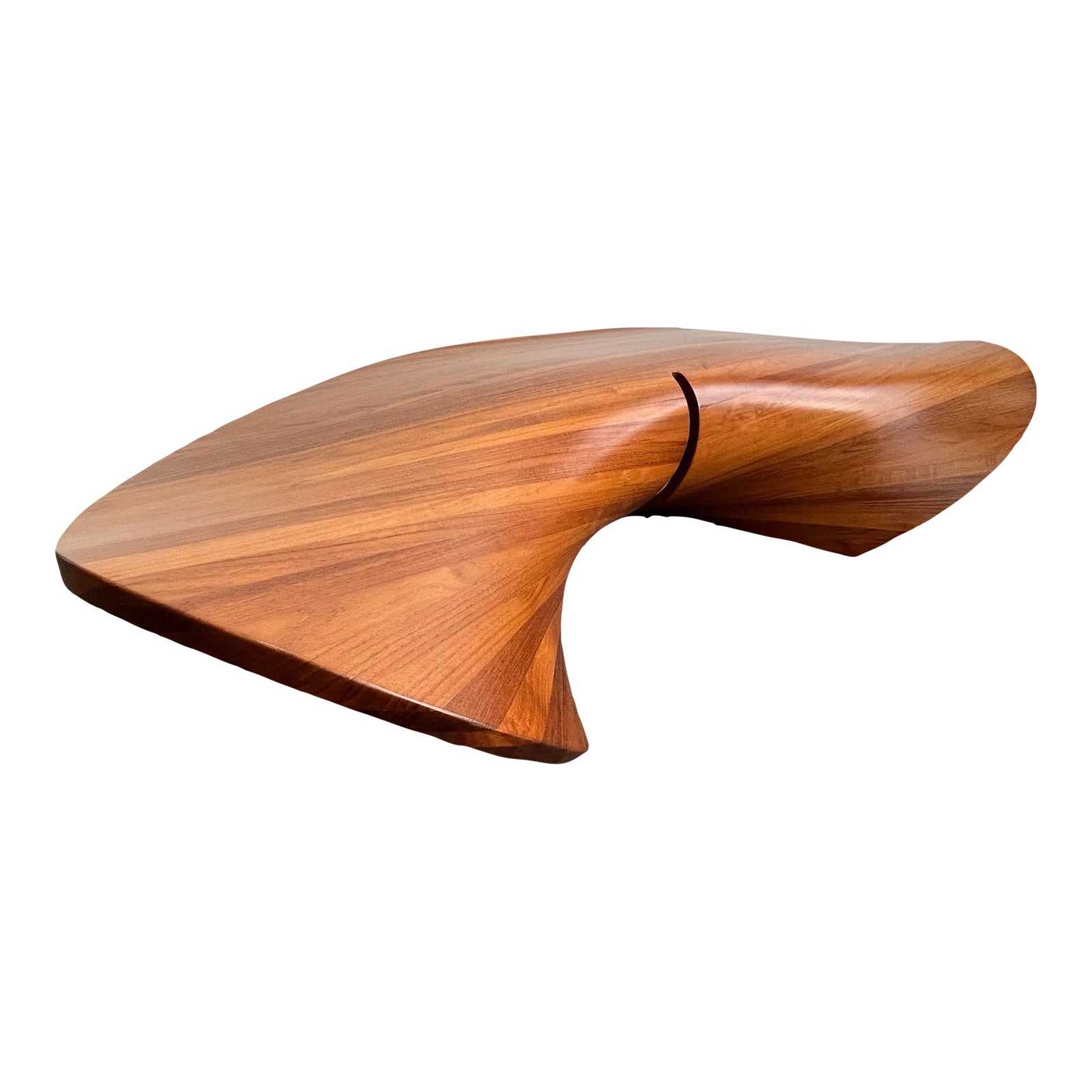 Vintage Organic Curved Studio Craft Teak Bench by Sean O'Hara | Chairish