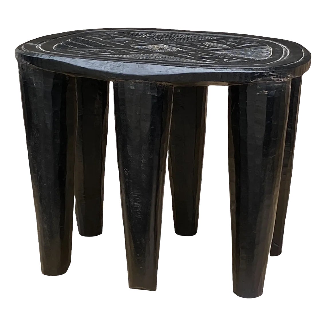Vintage Black African Nupe Stool / Table Nigeria 16" H by 20" W | Chairish
