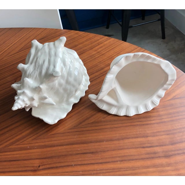 Vintage Ceramic Conch Shell Cachepot Planter | Chairish