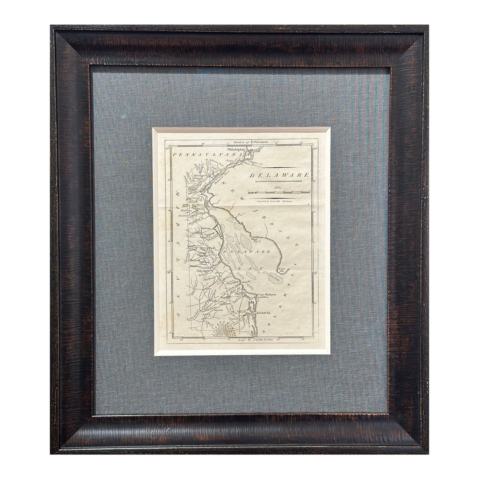 1805 Map of Delaware by Matthew Carey, Framed | Chairish
