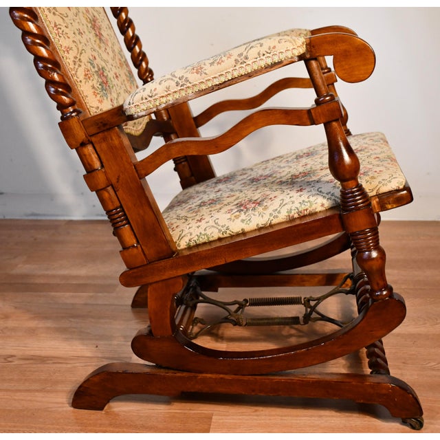 1870 Antique George Hunzinger Barley Twist Mahogany Platform Rocking ...