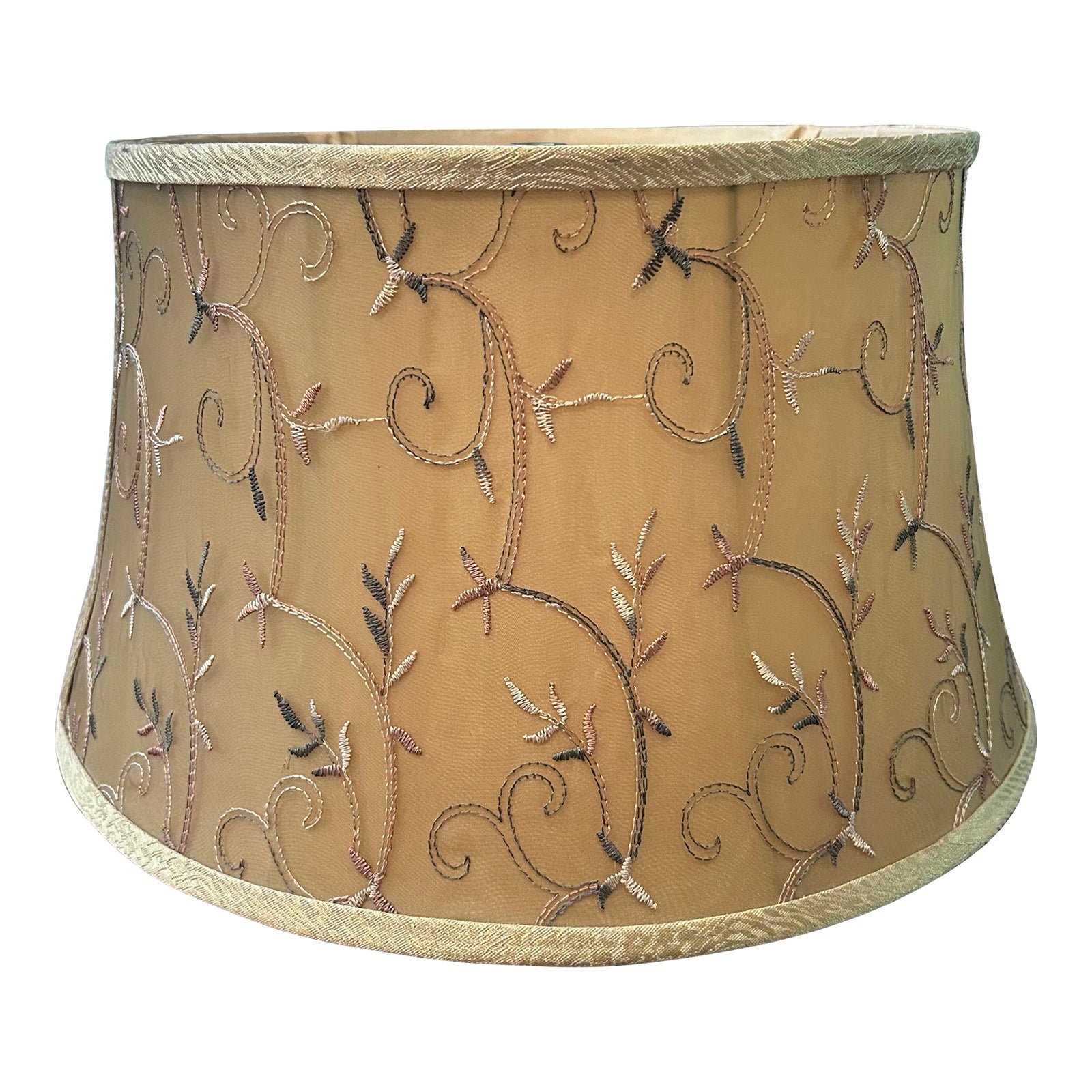 Vintage Silk Embroidered Lamp Shade | Chairish