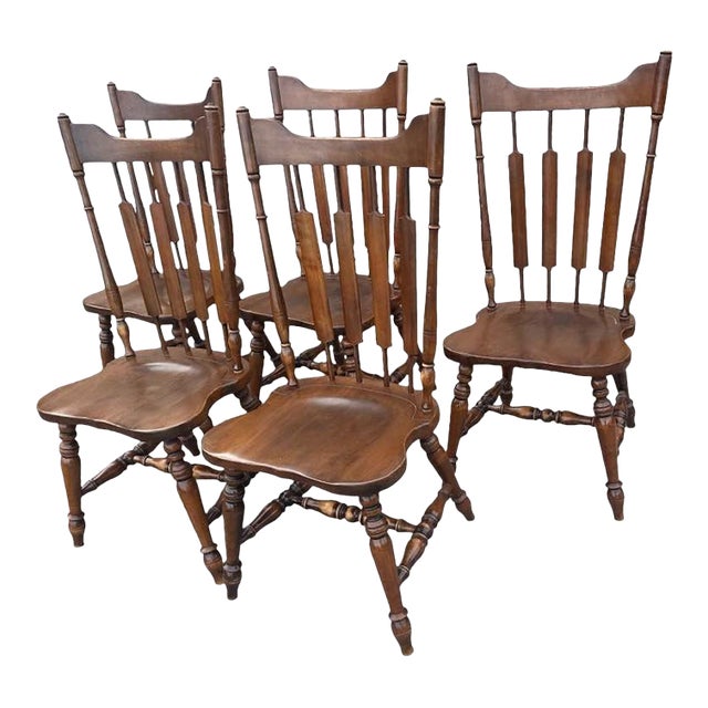 Temple Stuart Solid Walnut Rockingham 'Cattail' Dining Chairs - Vintage ...