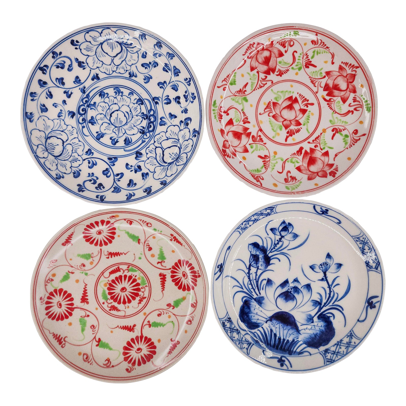 Late 20th Century Hand-Painted Lotus Dinner Plate in Cobalt Blue – Bat ...