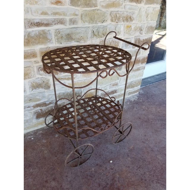 Rustic Iron Bar Cart | Chairish