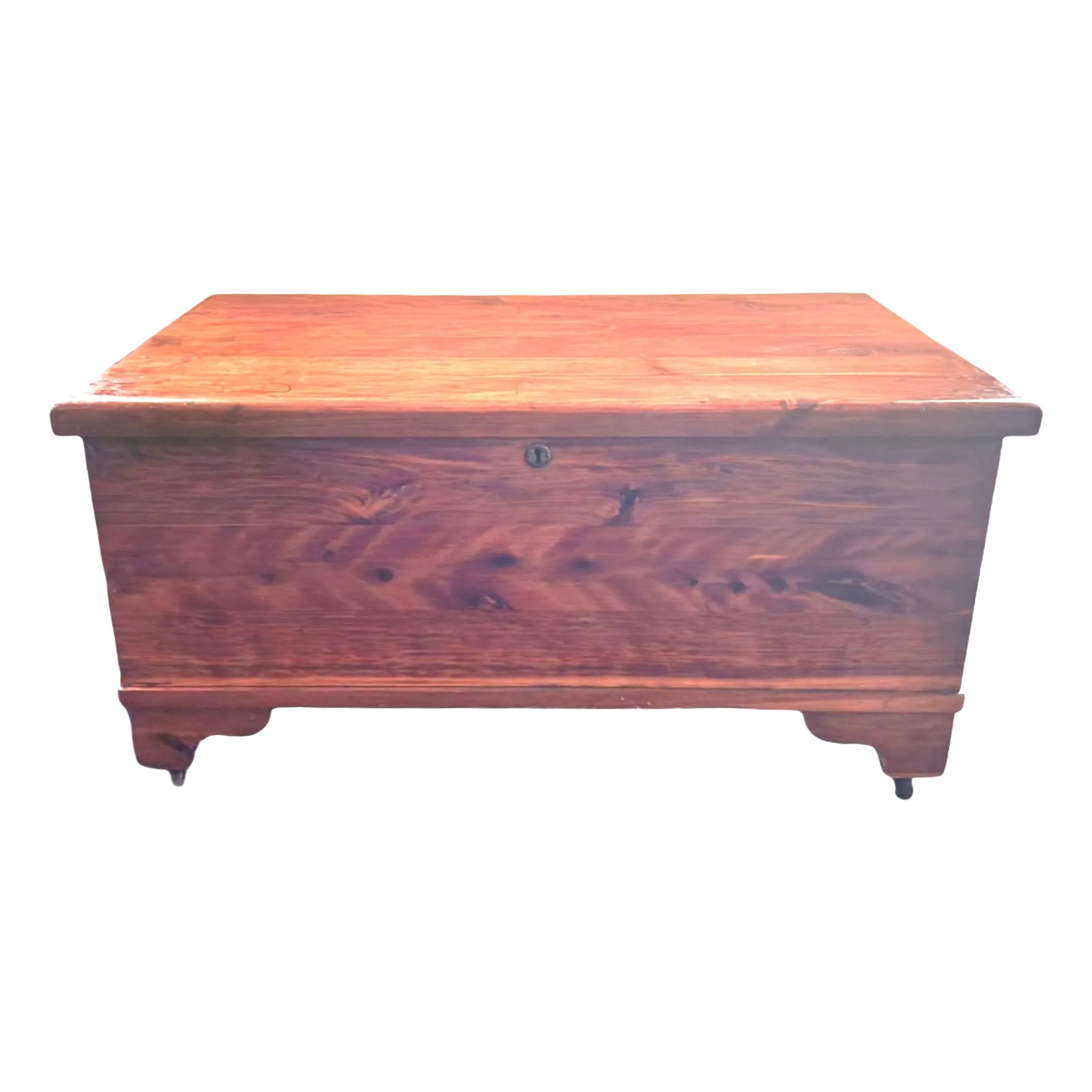 Antique Solid Cedar Blanket Chest on Castors | Chairish