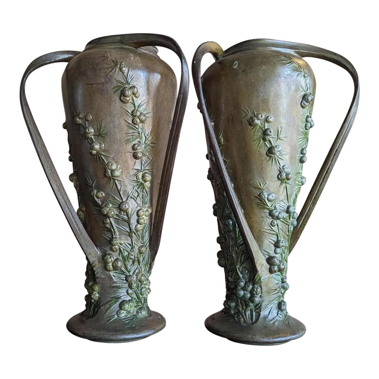 Antique 1903 French Art Nouveau Vases, Blanche Poccard De Saintilau ...