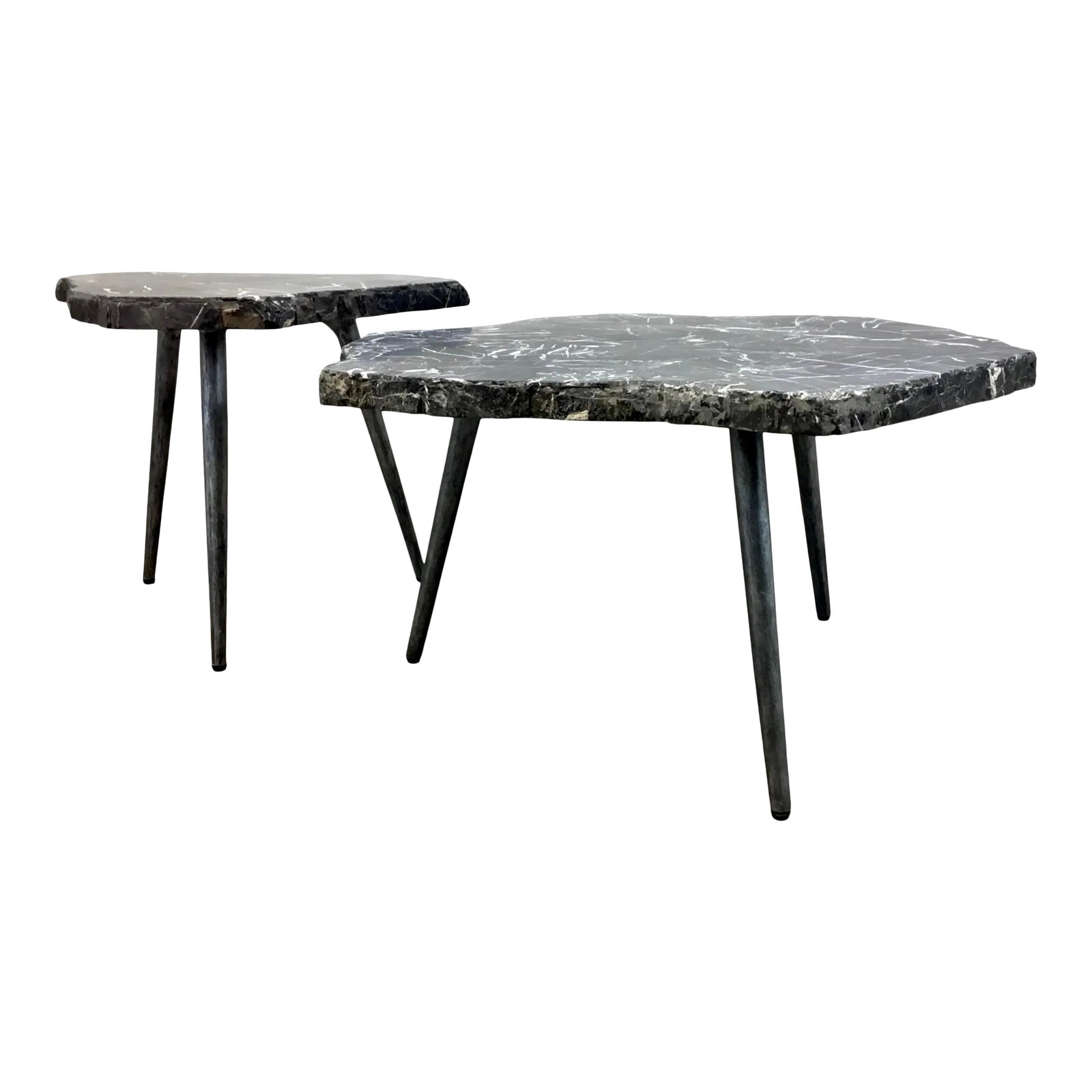 Arteriors Modern Black Stone Tashi Bunching Cocktail Tables Set of Two ...