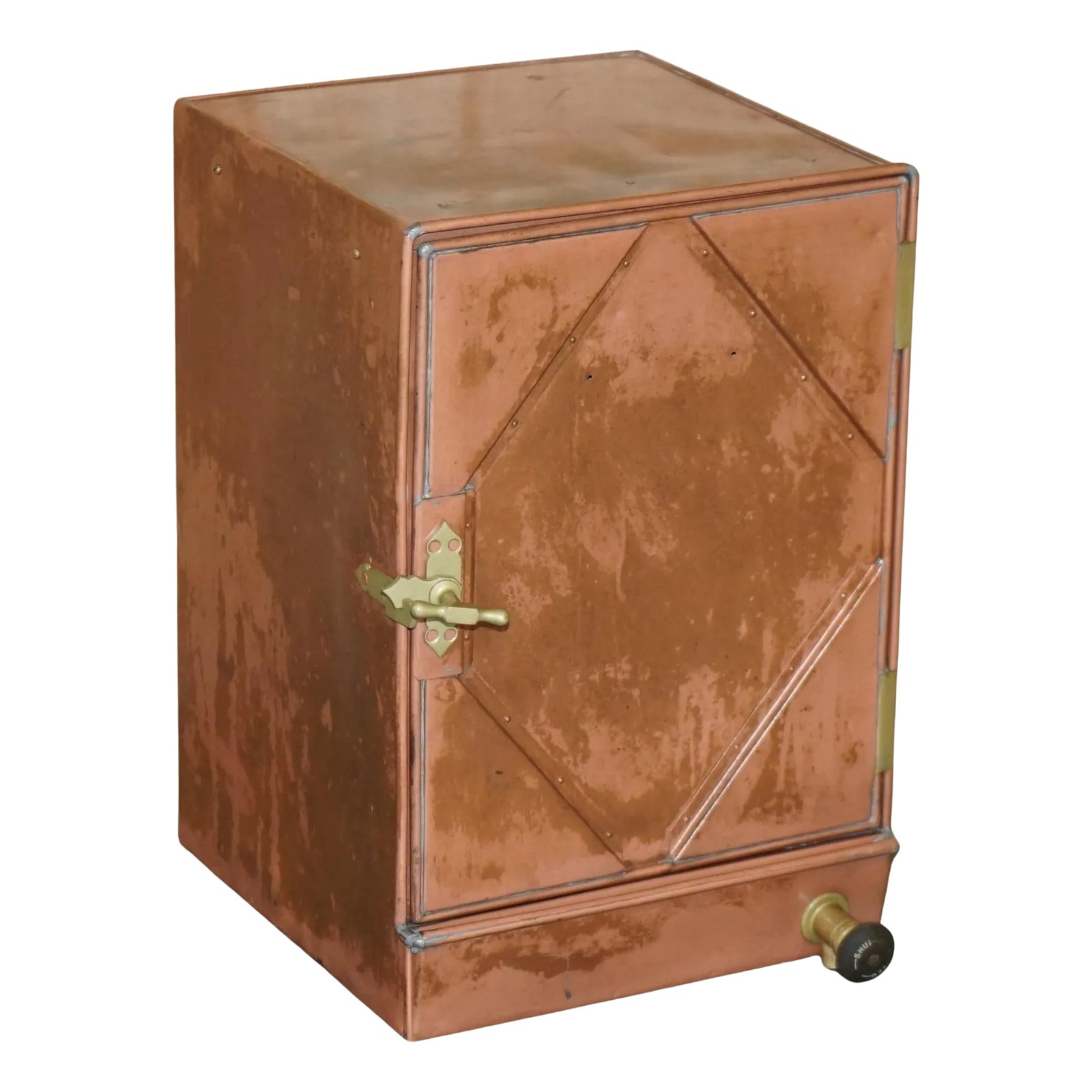 Copper & Brass Fridge Cabinet | Chairish