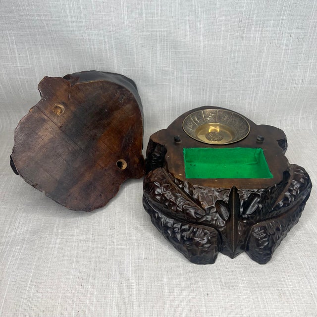 1980s Vintage Korean Large Hand Carved Wooden Frog Cigarette Box Meiji ...