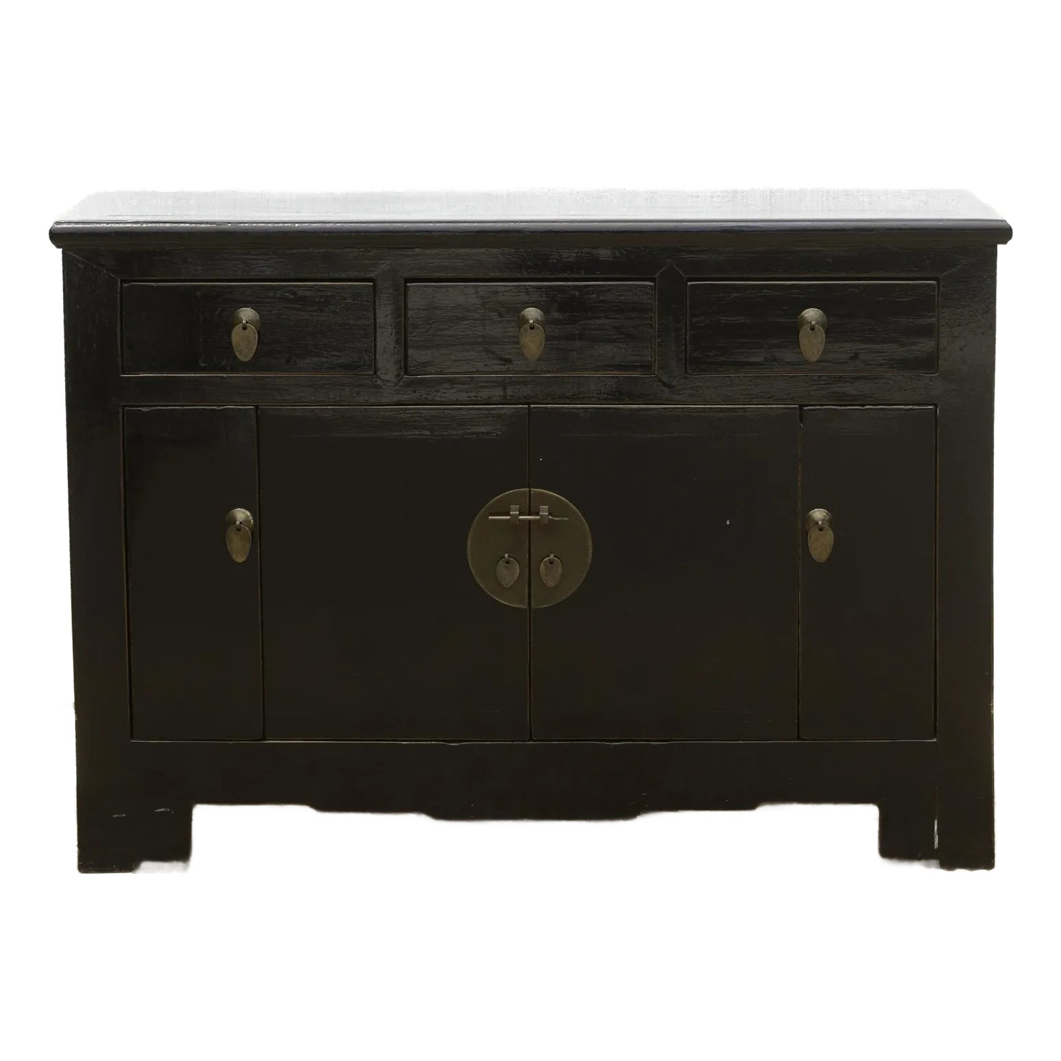 Antique Black Lacquer Zen Buffet Cabinet | Chairish