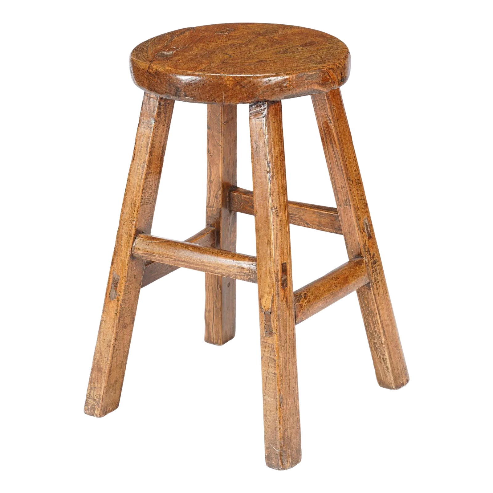 Chinese Elm Wood Circular Seat Stool, C. 1875-1900 | Chairish