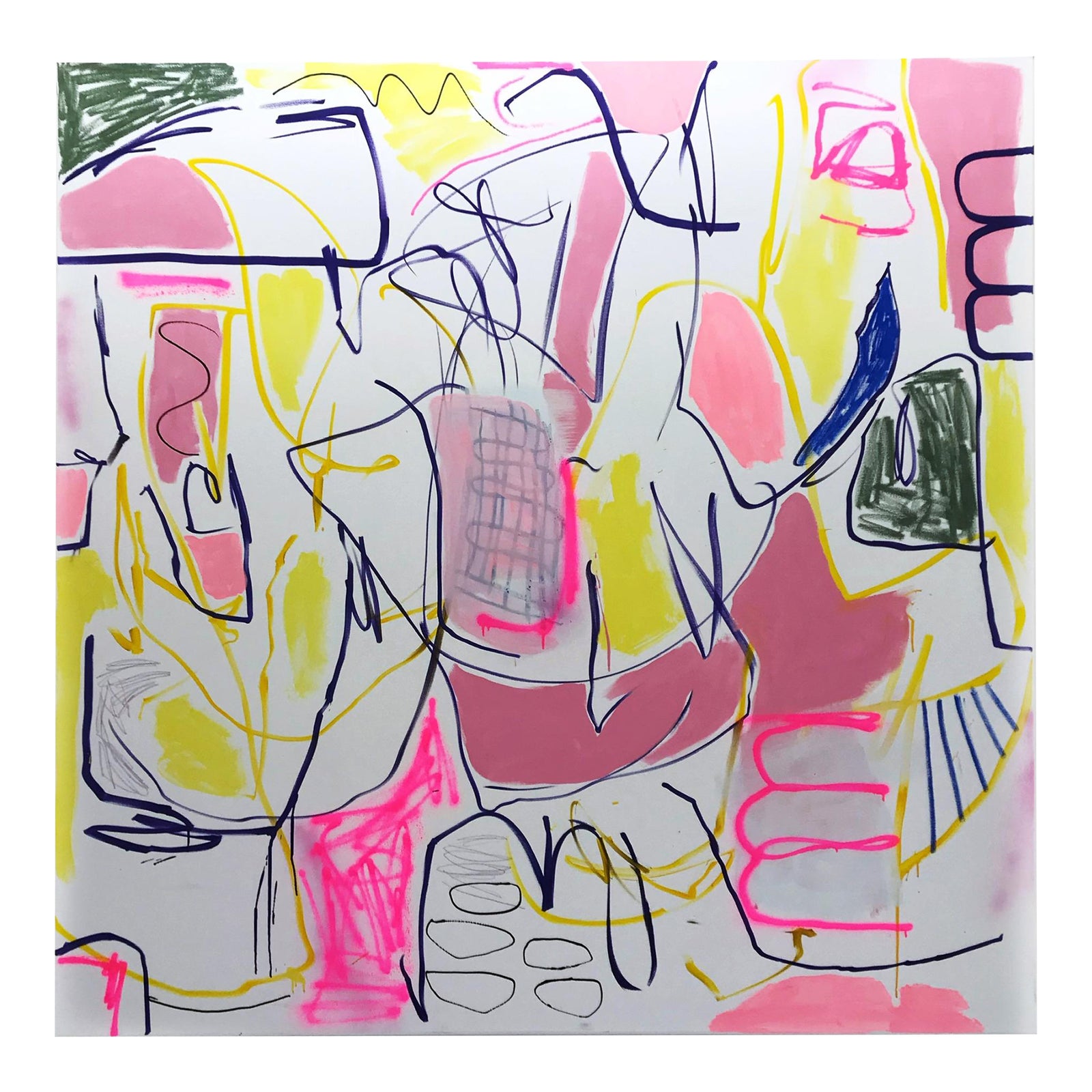 Contemporary Abstract Acrylics, Spray Paint, Marker and Oil on Canvas ...