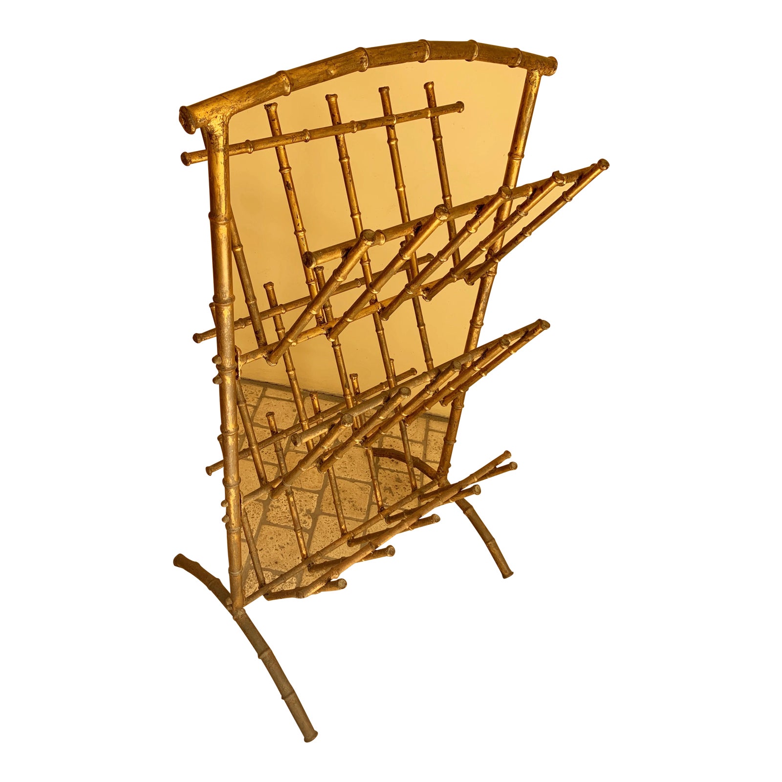 Mid Century Gilt Folio Stand | Chairish