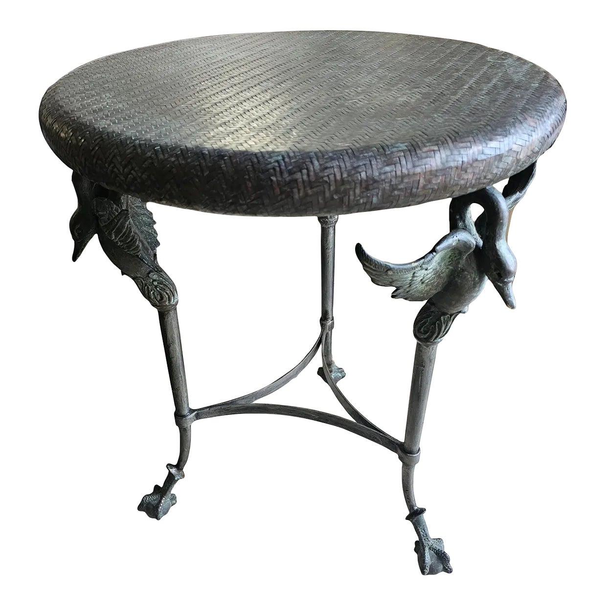 1980s Maitland Smith Bronze and Copper Mesh Accent Table | Chairish