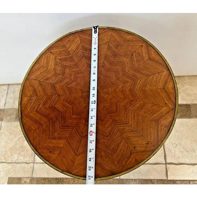 1900s Antique French Table Entry Stand Round Top Drawer Geometric ...