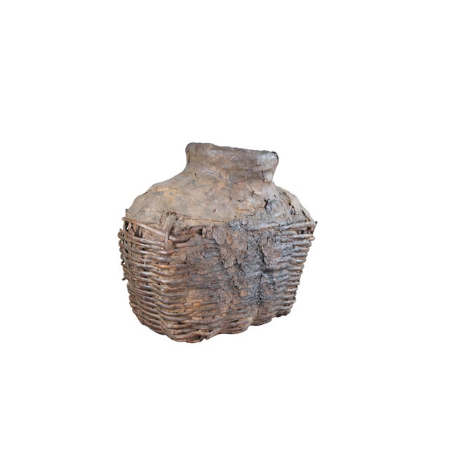 Early 20th Century Antique Chinese Woven Willow Oil Container | Chairish